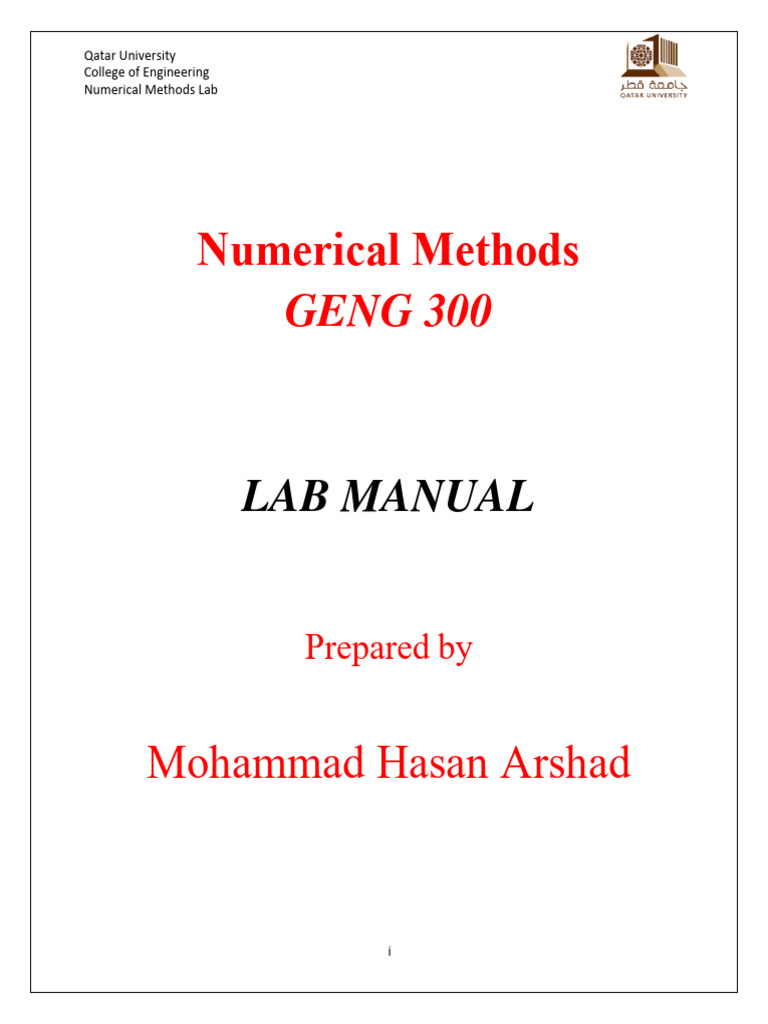 Numerical Methods - Lab Manual-Spring 2017 | PDF | Matrix (Mathematics) | Regression Analysis