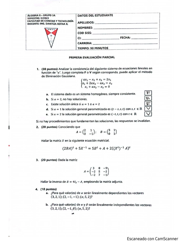 Sol. 1er Parcial A2-II-2023 | PDF