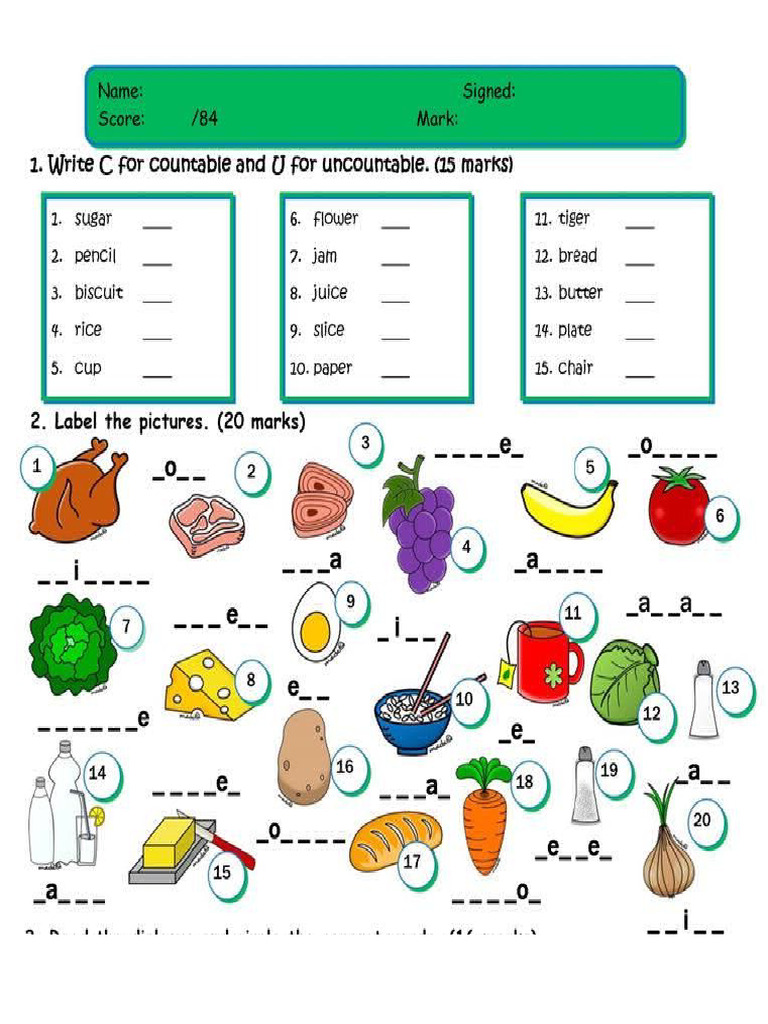 Countable and Uncountable nouns | PDF