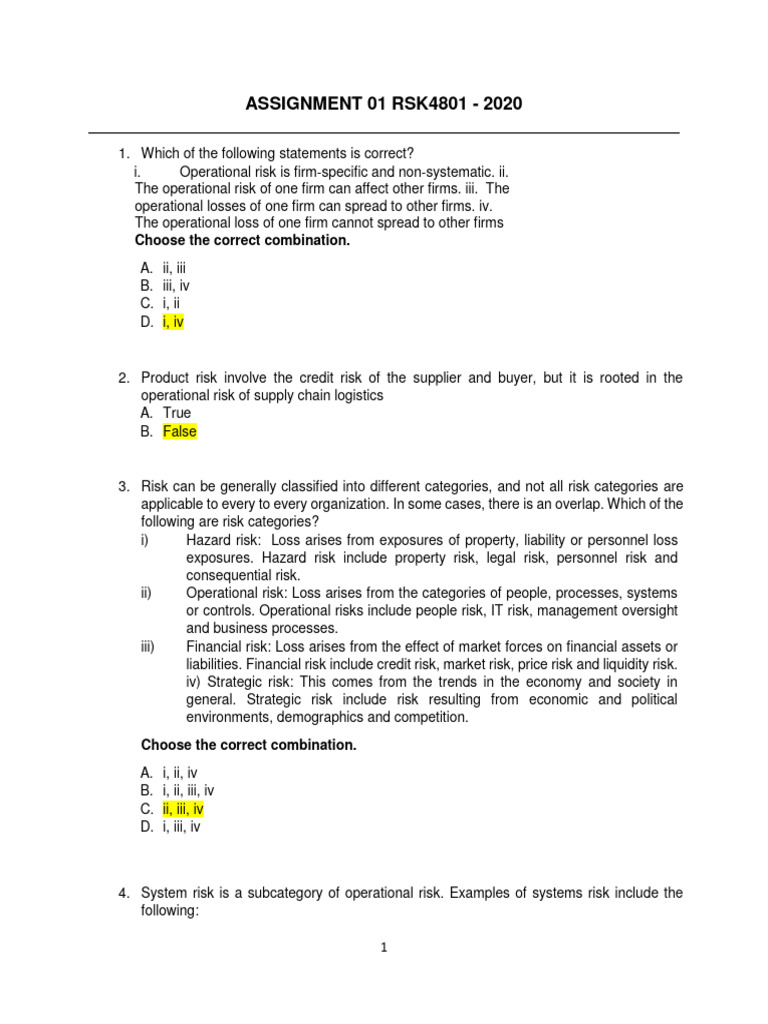 Operational Risk Management Exam Questions | PDF | Risk | Operational Risk