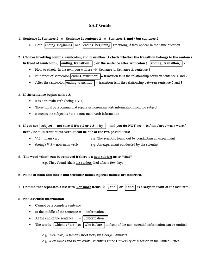 Digital SAT Guide (Tips & Summary) | PDF | Clause | Linguistic Typology