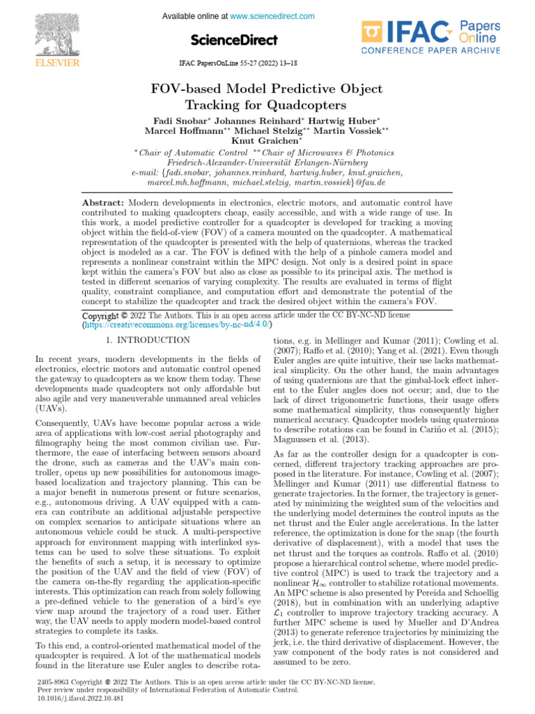 Quadcopter Object Tracking MPC | PDF | Field Of View | Electromagnetic Radiation
