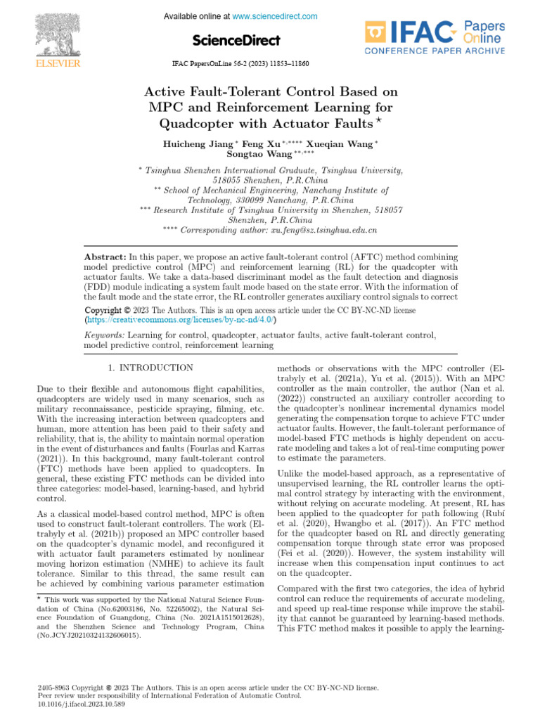 Quadcopter Fault Control via MPC & RL | PDF | Simulation | Fault Tolerance