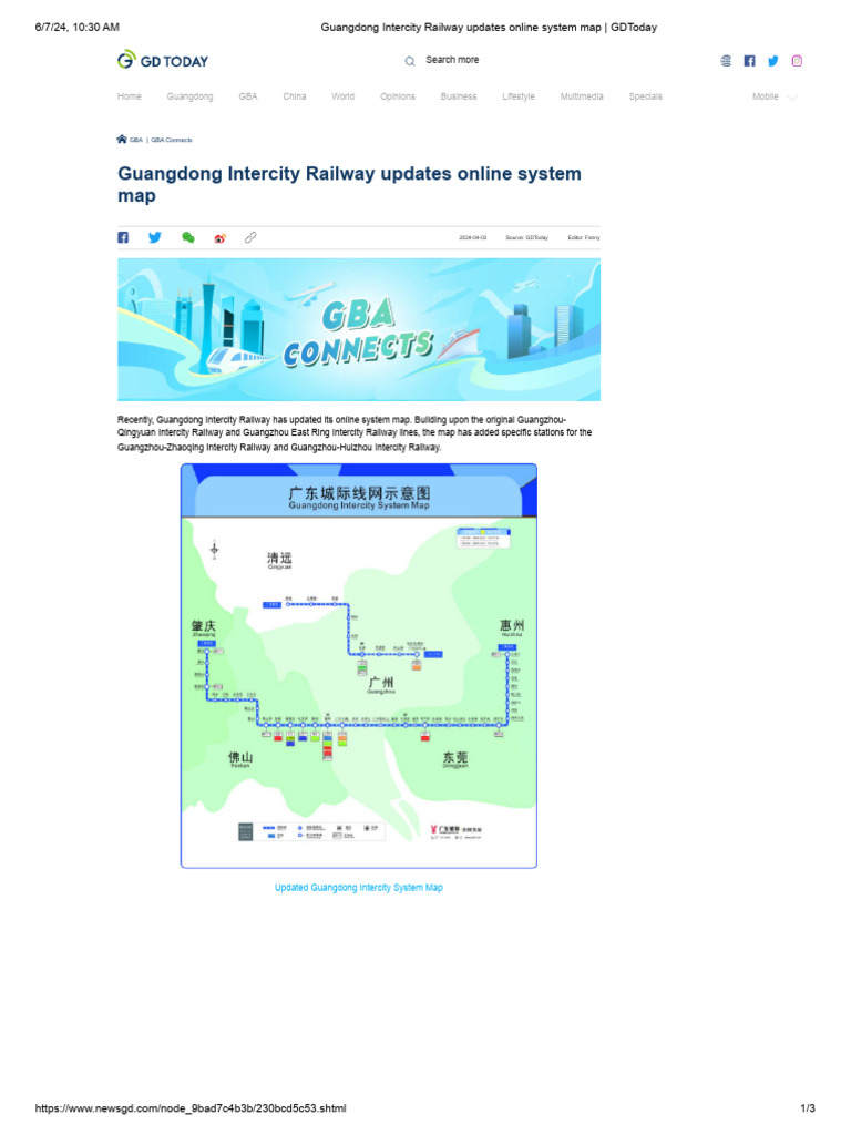 Guangdong Intercity Railway Map Update | PDF