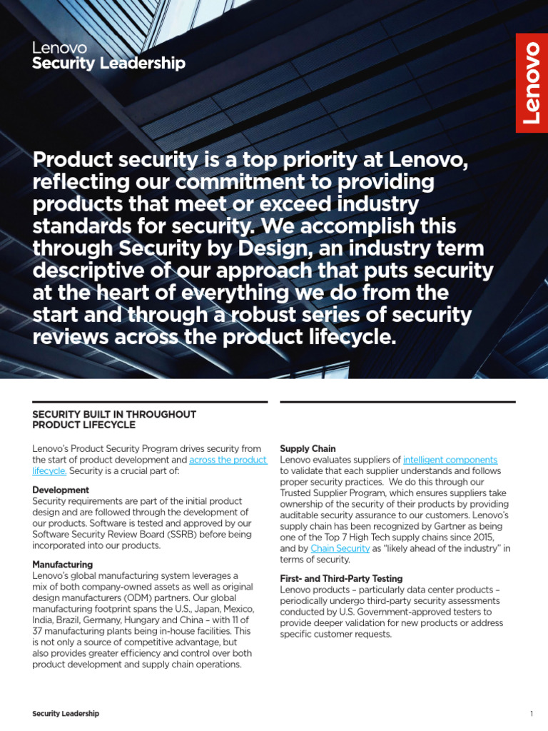 WW Lenovo Security Story | PDF | Lenovo | Personal Computers