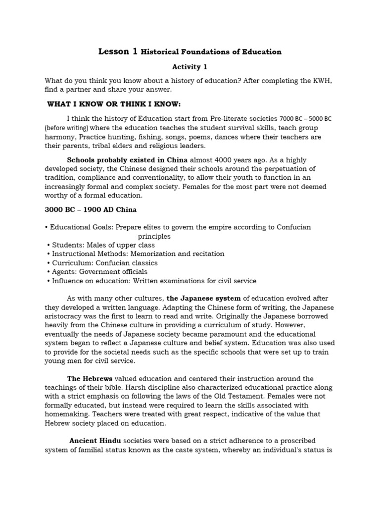 Historical Foundations of Education | PDF | Classics | Knowledge
