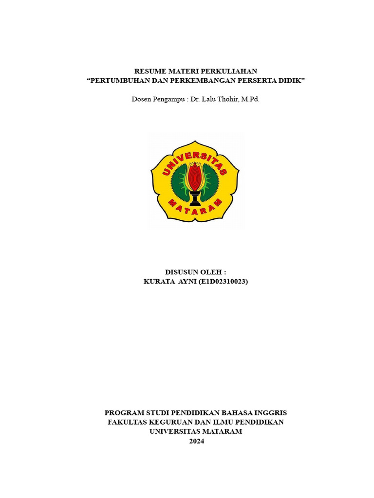 Resume Ppd-Kurata Ayni (E1d02310023) | PDF