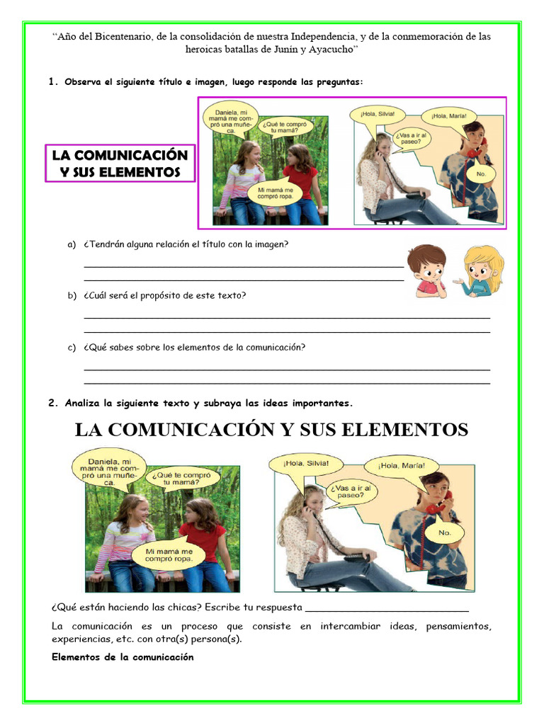 FICHA-LOS ELEMENTOS DE LA COMUNICACIÓN- | PDF | Comunicación | Comunicación humana