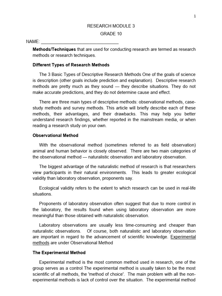Research Module 3 | Download Free PDF | Experiment | Survey Methodology
