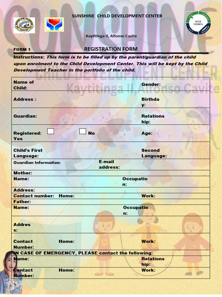 Child Development Center Registration Forms | PDF