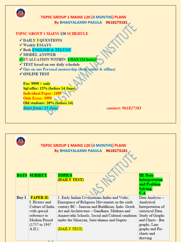 TGPSC GROUP MAINS 120 days Plan | PDF | Judiciaries | Biotechnology