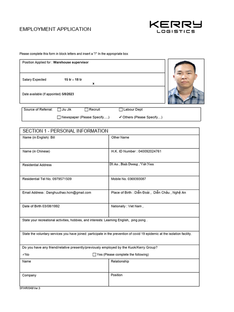 Kilvn HR p03 f02 Employment Application | PDF | Information