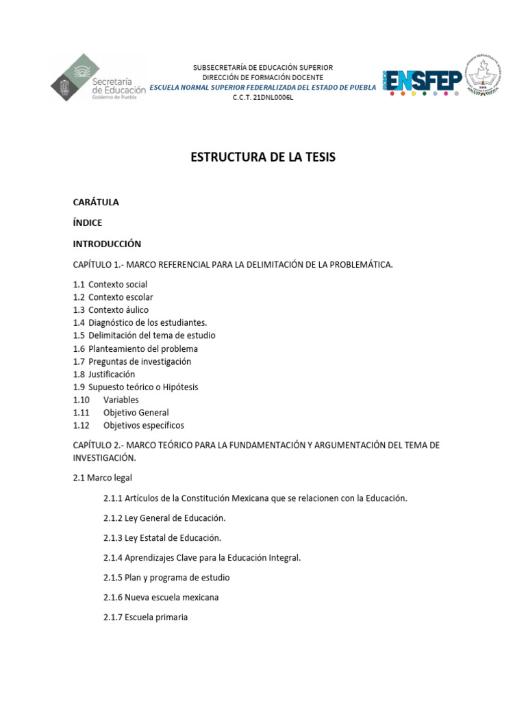 Estructura de La Tesis (23-24) | Descargar gratis PDF | Sicología ...