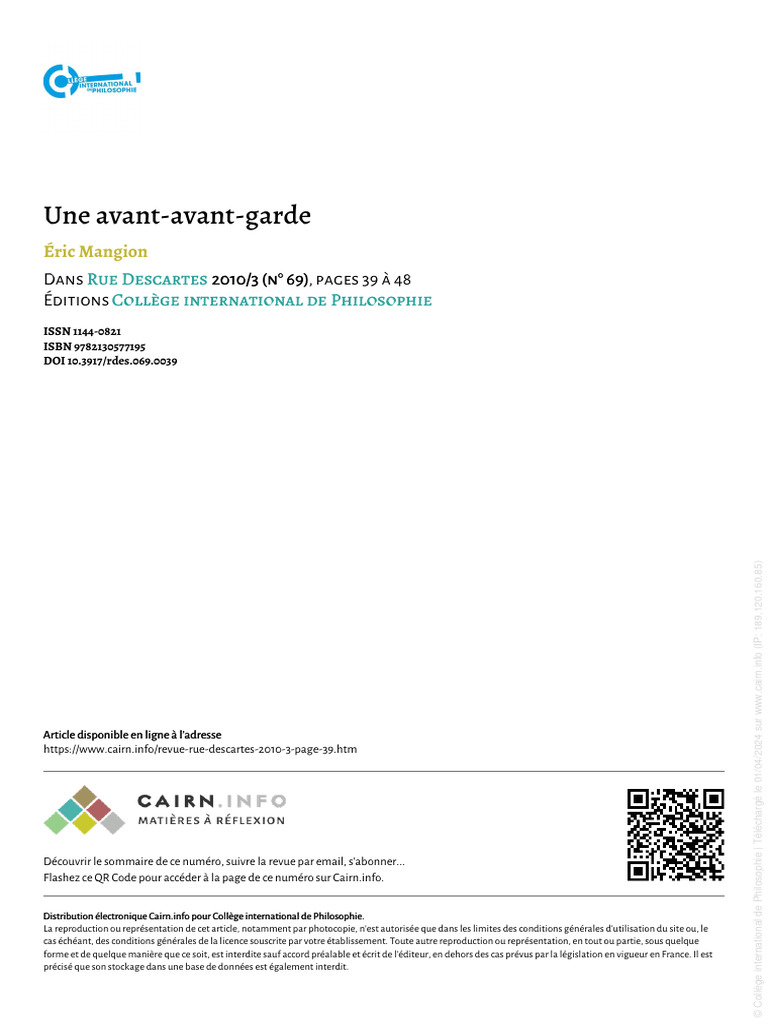 Une Avant-Avant-Garde | PDF | Performance artistique | Avant-garde