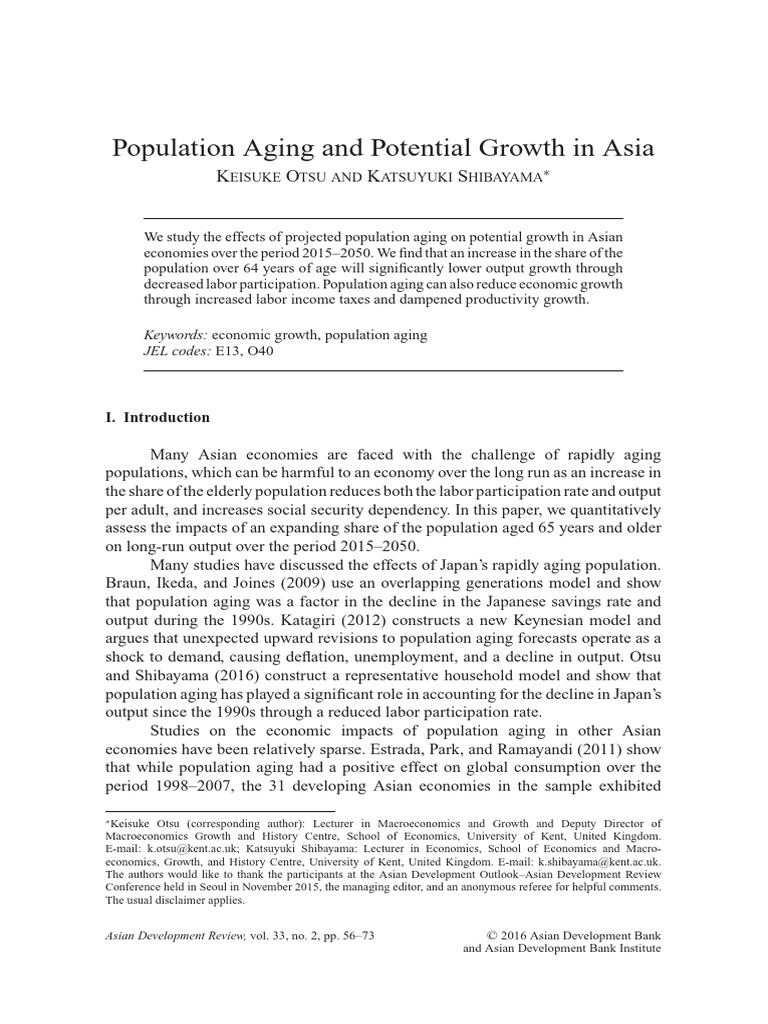 Population Aging and Potential Growth in Asia | PDF | Economic Growth ...