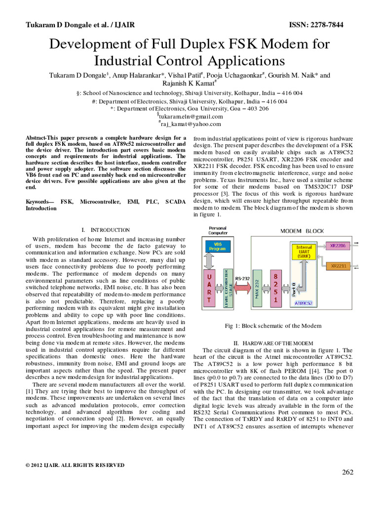 Development of Full Duplex FSK Modem For | PDF | Modem | Computer ...