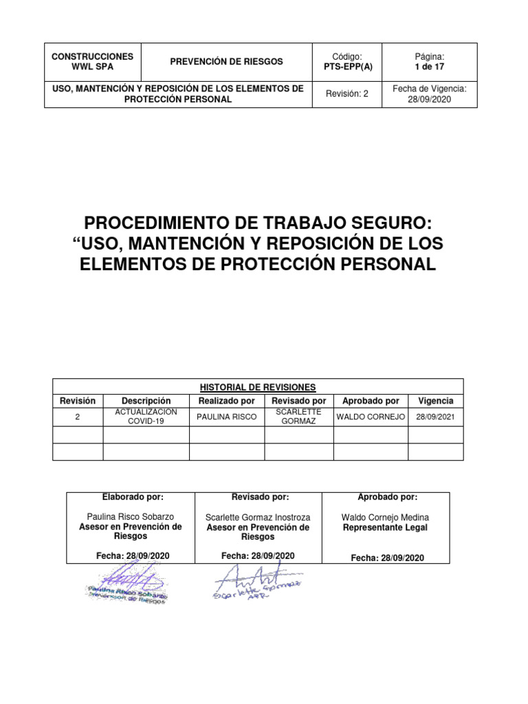 Procedimiento Epp | PDF | Guante