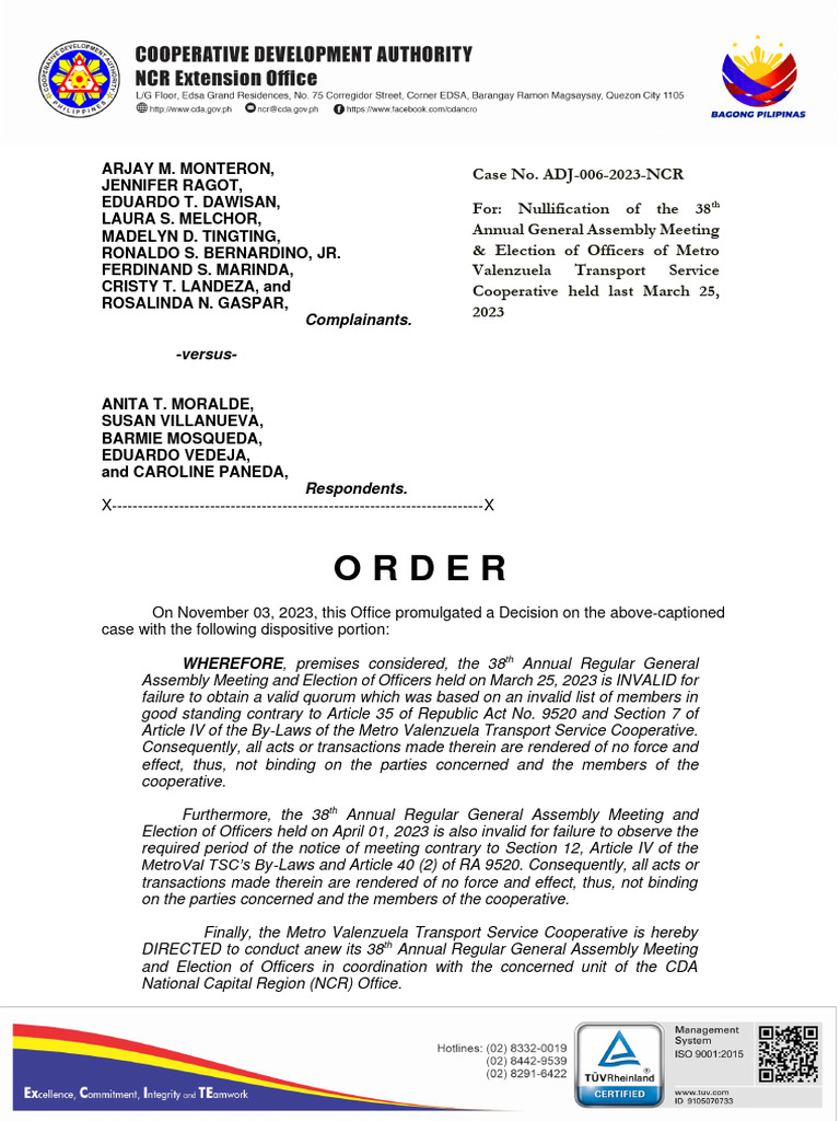 MIS-2023-4609 - ORDER Case No. ADJ-006-2023-NCR | PDF | Board Of ...