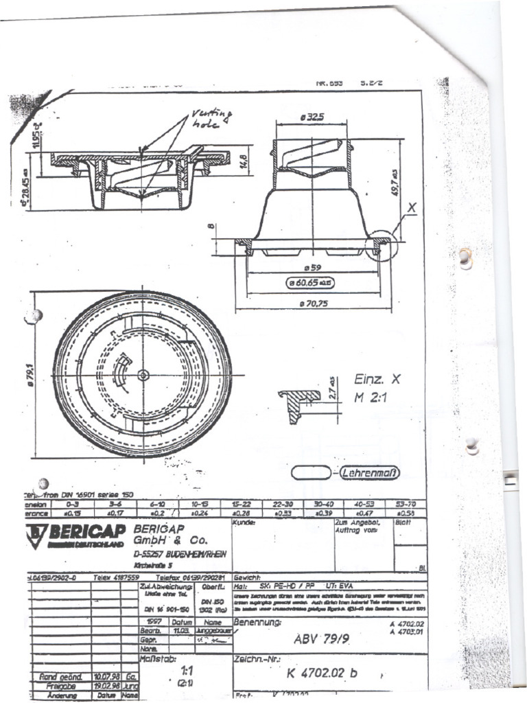 Plano Tapon Bericap Abv 7919 | PDF