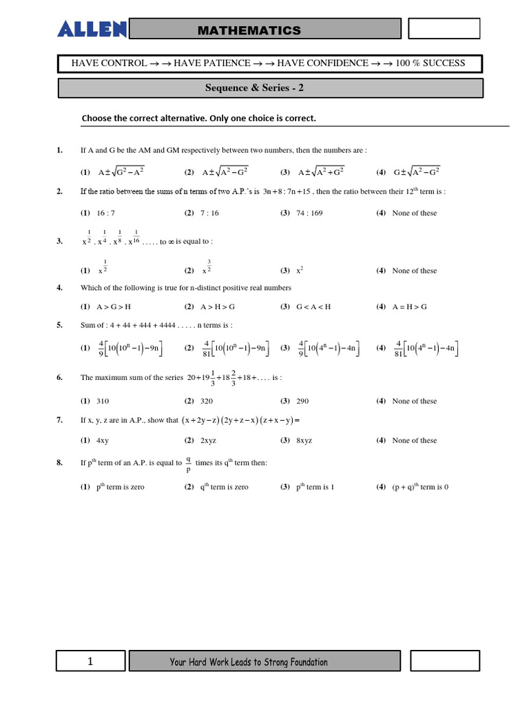 Sequence & Series 2 | PDF | Mathematics | Elementary Mathematics Sequence & Series 2 | PDF | Mathematics | Elementary Mathematics