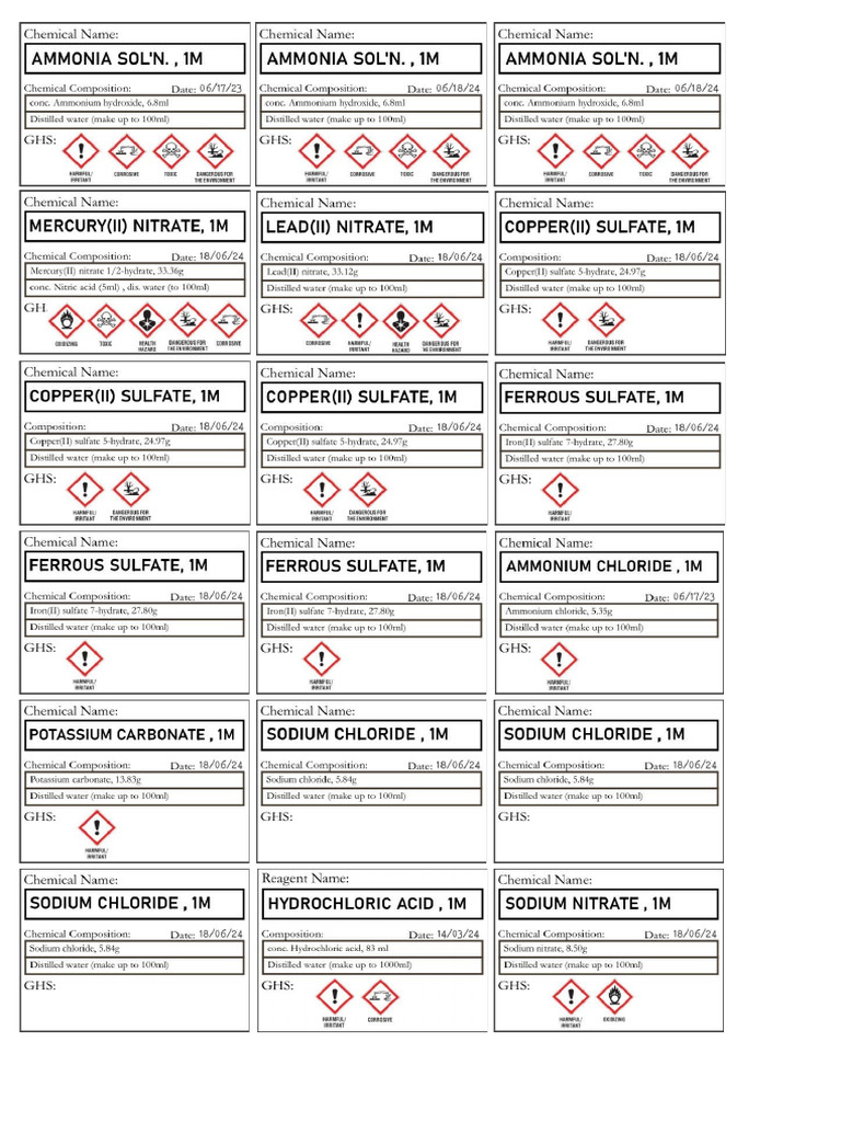 Chemical Labels | PDF