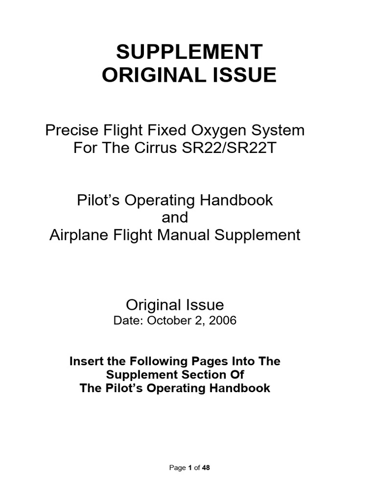 POH Supp Oxygen System OLD Color 1 | PDF | Federal Aviation ...