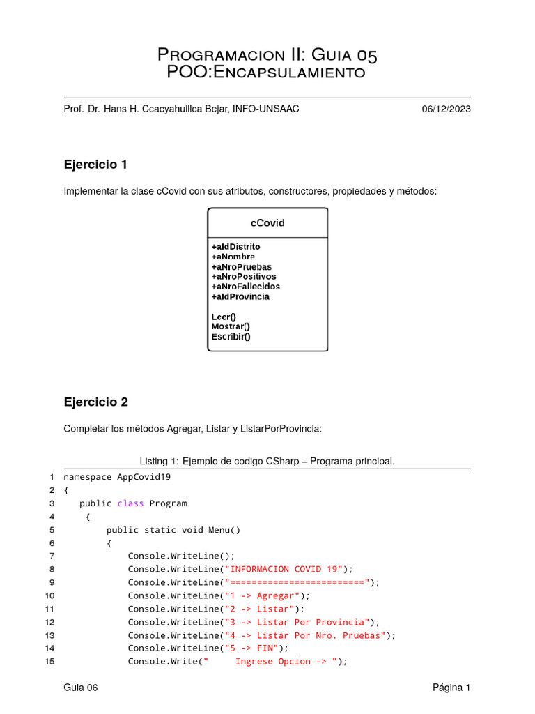Prog II Guia06 | PDF | Programación de computadoras | Ingeniería de software