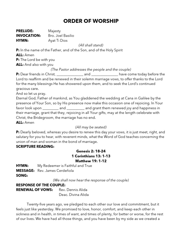 ORDER OF WORSHIP | PDF | God The Father | Jesus