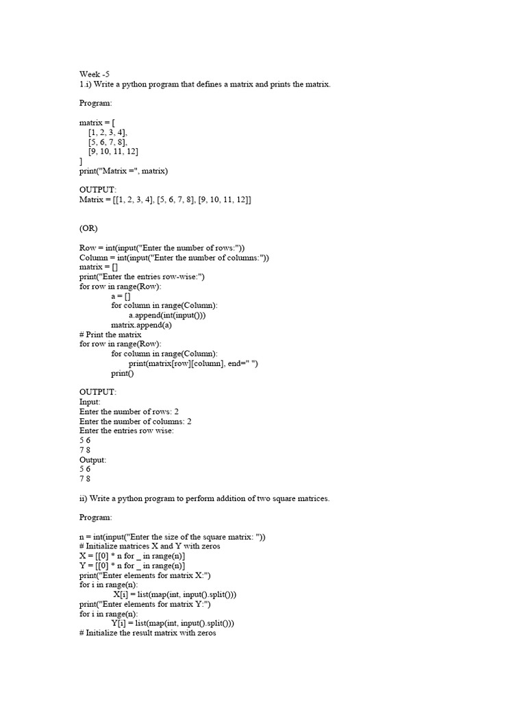 Python Lab Manual-1 | PDF | Matrix (Mathematics) | Parameter (Computer ... Python Lab Manual-1 | PDF | Matrix (Mathematics) | Parameter (Computer ...