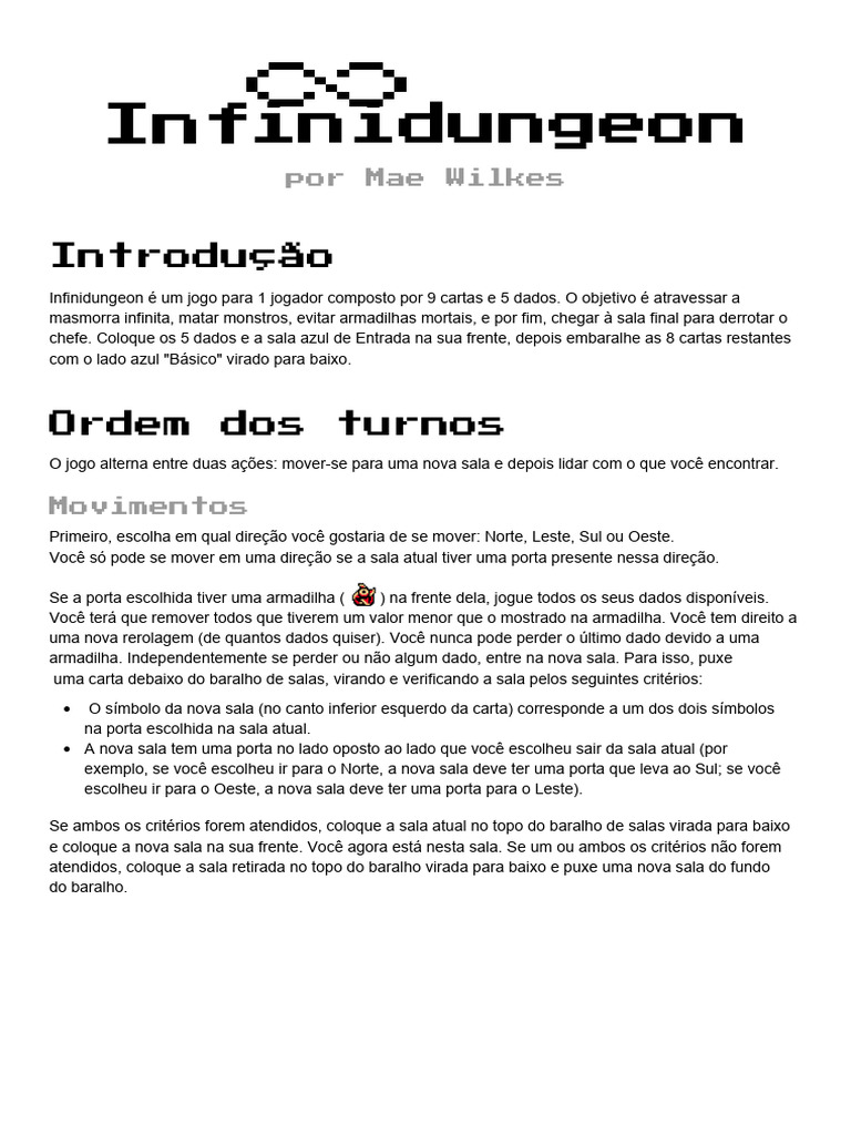 Infinidungeon - Regras e Cartas Traduzidas PT BR | PDF | Cartas de baralho
