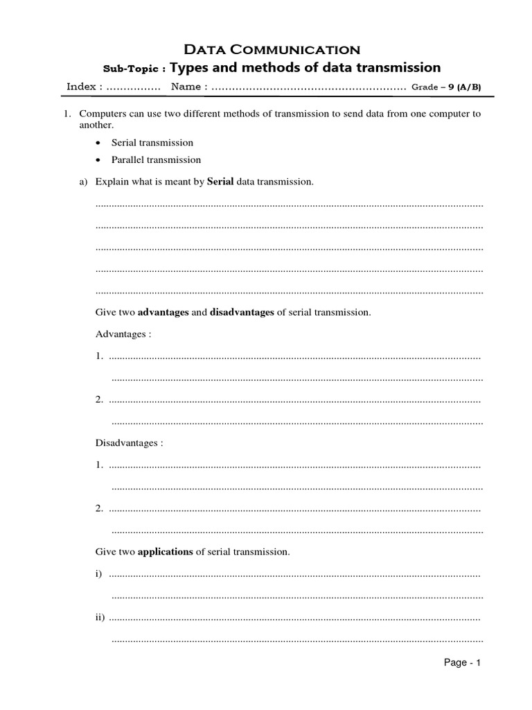 G-9 Data Transmission Types and Methods (12 Copies) | PDF | Duplex (Telecommunications) | Usb