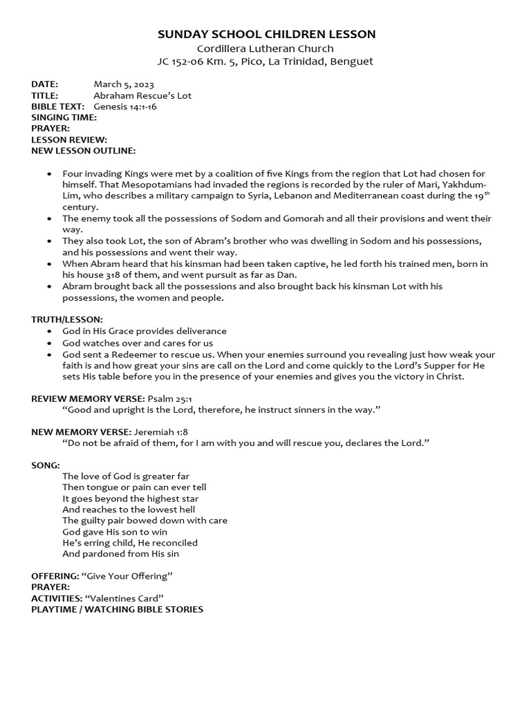 Sunday School Children Lesson | PDF | Isaac | Jacob