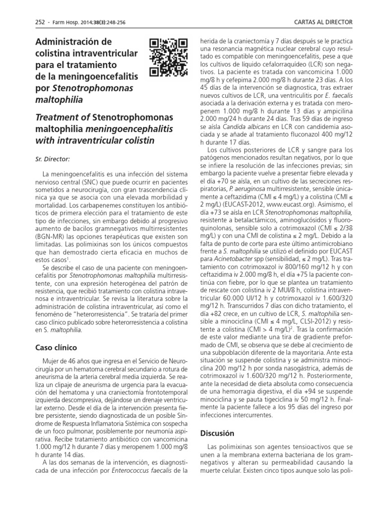 Administraci N de Colistina Intraventricular para El Tratami - 2014 - Farmacia H | Descargar ...