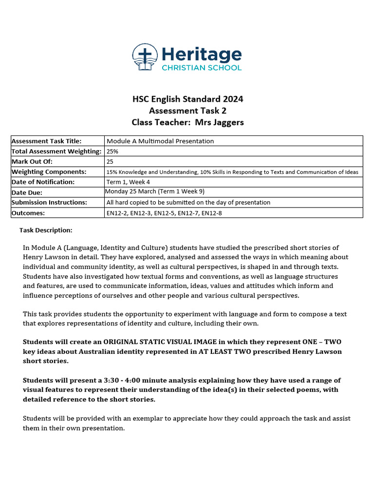 English Standard Assessment Task Multimodal Hcs Pdf Cognitive