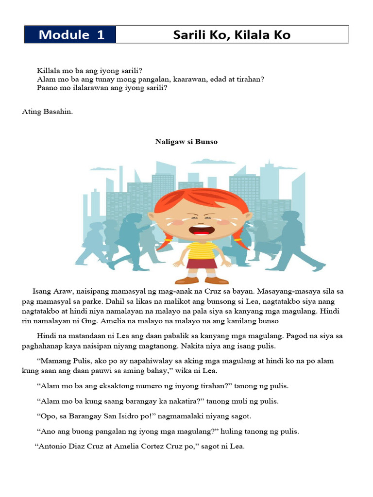 Araling Panlipunan Kinder Modules (1st Quarter) | PDF