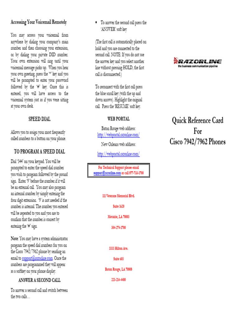 Cisco - 7942-62 Quick Reference | Download Free PDF | Voicemail | Conference Call