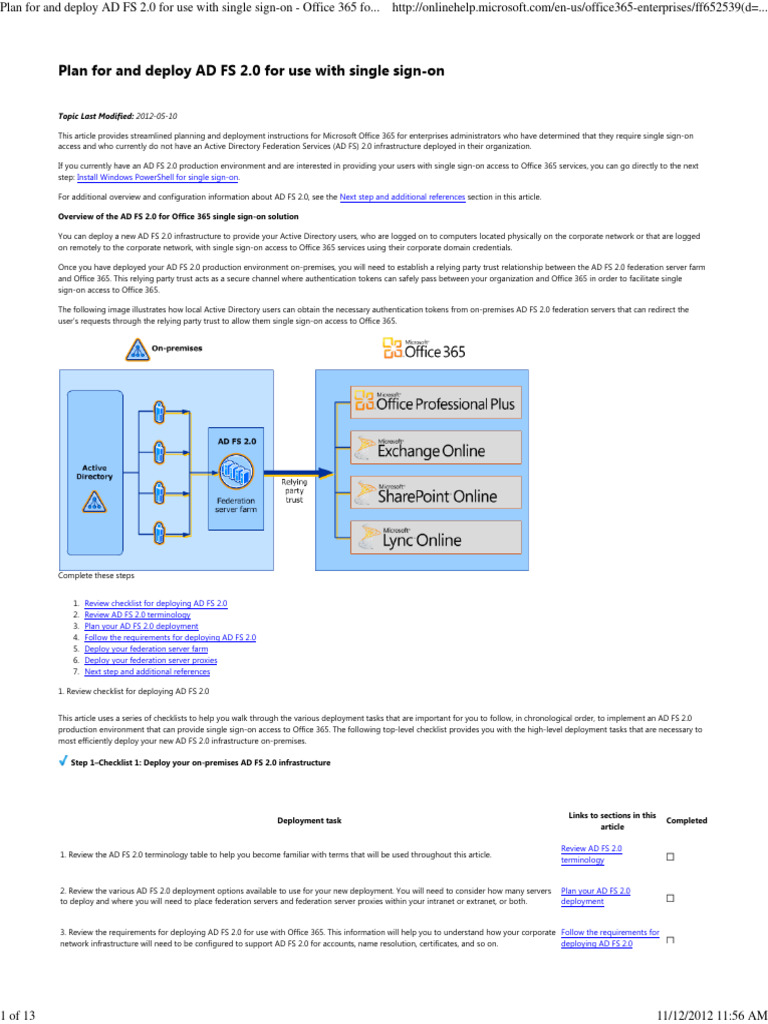 Active Directory ADFS2 - Plan for and deploy | Download Free PDF | Domain Name System | Public ...