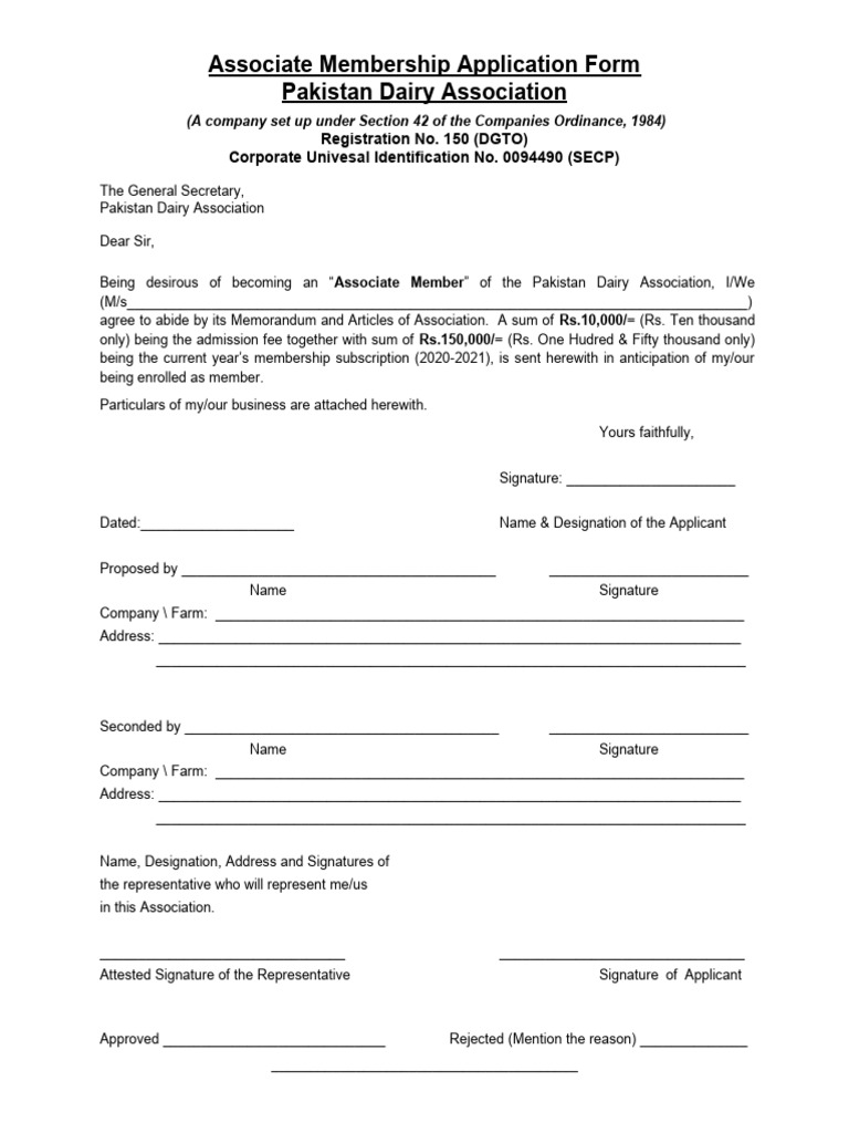 Associate Membership PDA 2020 | PDF | Milk | Dairy