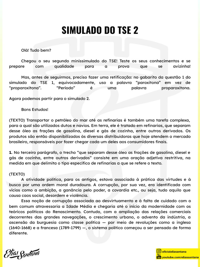 Simulado Do Tse 2 | PDF
