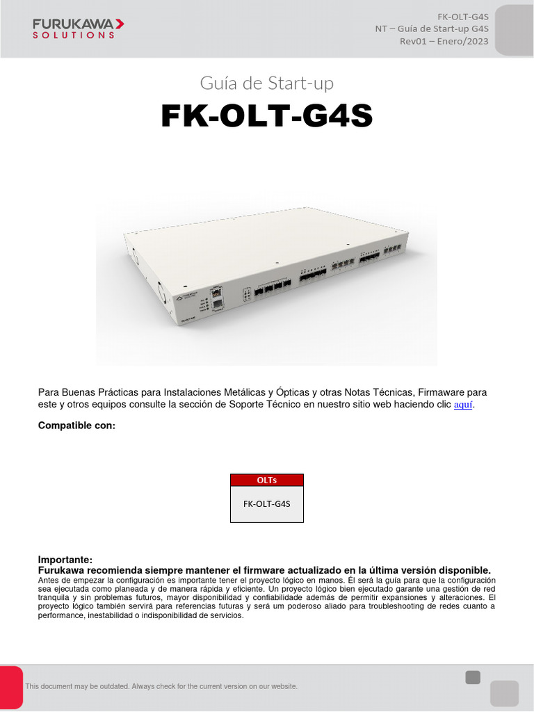 NT - Startup FK-OLT-G4S | PDF | Ingeniería Informática | Redes de computadoras