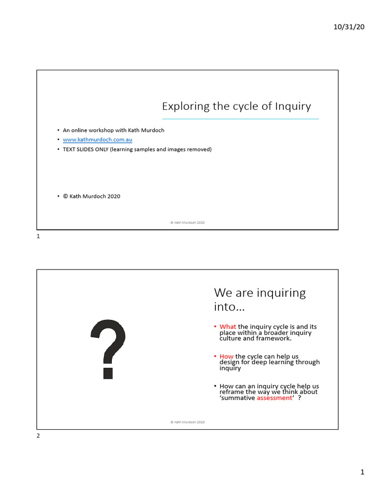 Cycle of Inquiry Webinar 2020 Slides | PDF | Inquiry | Learning