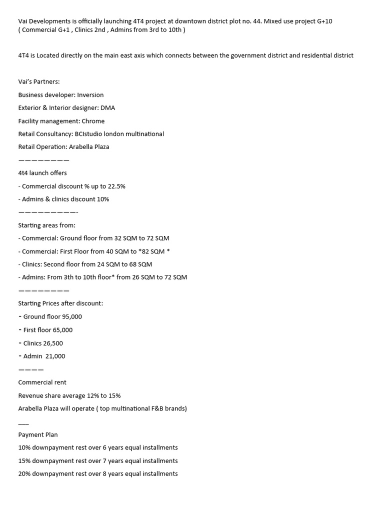 Vai Developments Is Officially Launching 4T4 Project at Downtown ...