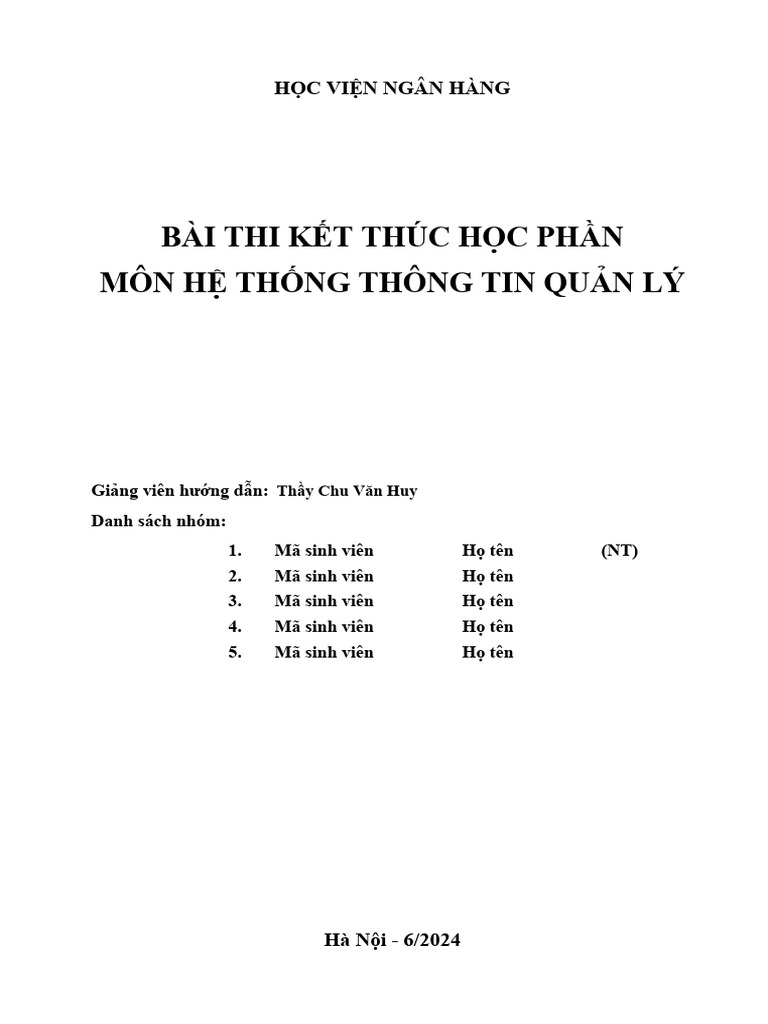 Nhom X - BTL Cuoi Ky HP HTTTQL (Gi-M T-I) | PDF