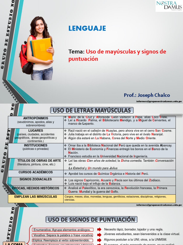 T02 - LENG - USO DE MAYÚSCULAS Y SIGNOS DE PUNTUACIÓN | PDF