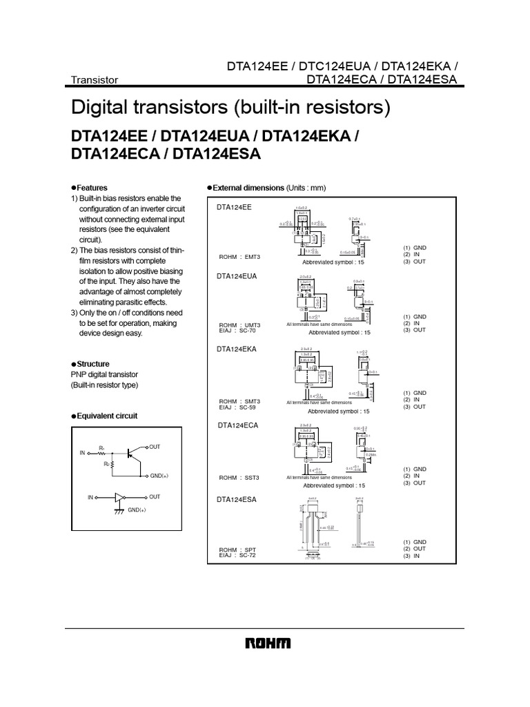 Dta124eca, Dta124ee, Dta124eka, Dta124esa, Dta124eua Rohm | PDF | Manufactured Goods ...