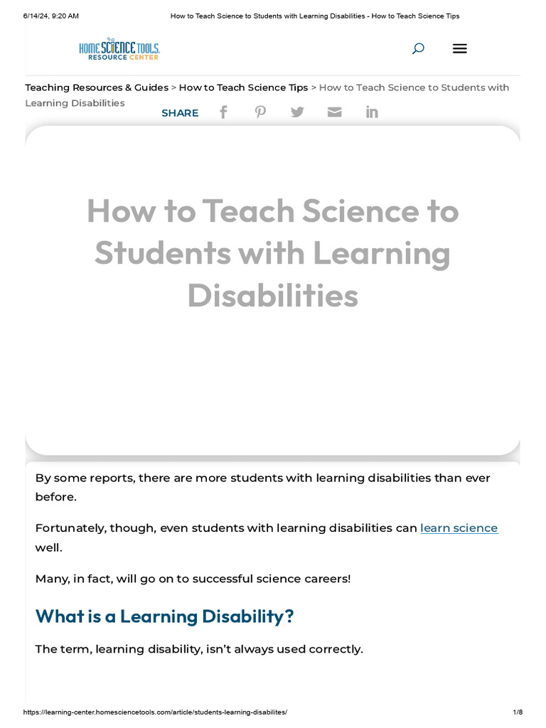 How To Teach Science To Students With Learning Disabilities - How To ...