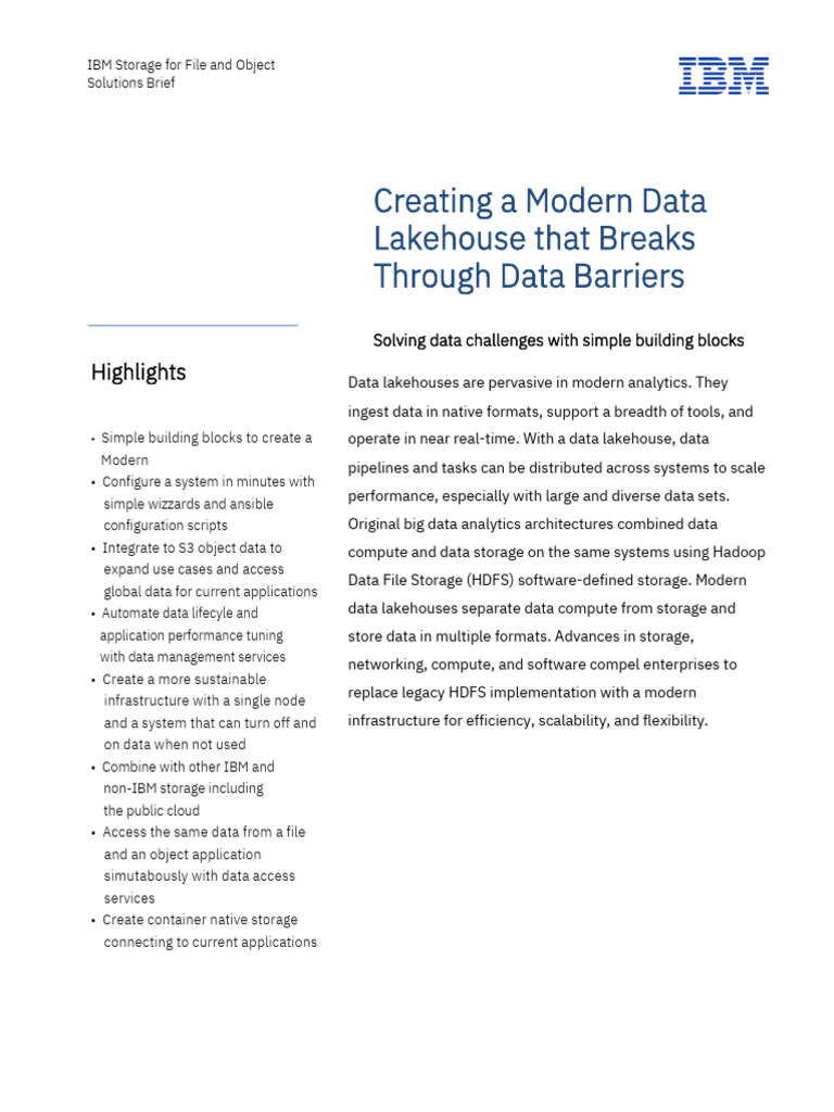 Creating a Modern Data Lakehouse That Breaks Through Data Barriers | Download Free PDF | Apache ...