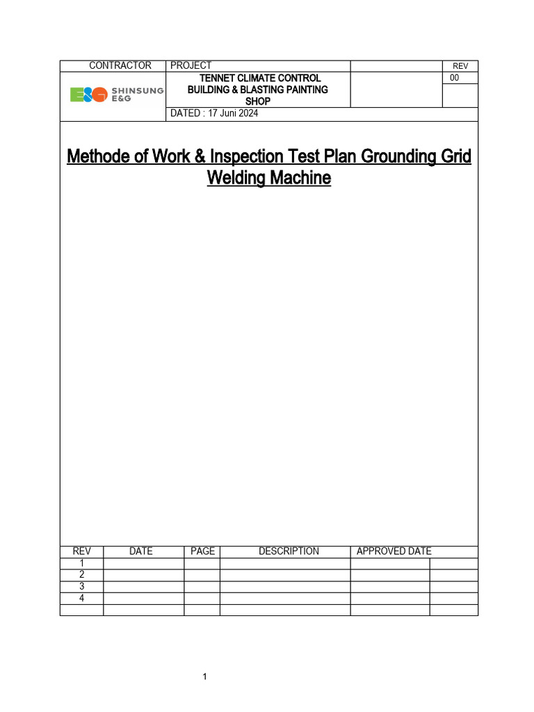 Grounding Grid Work Method & Inspection Plan | PDF