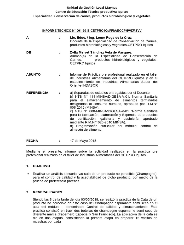 Informe Modulo I | PDF | Industria de alimentos | Carne
