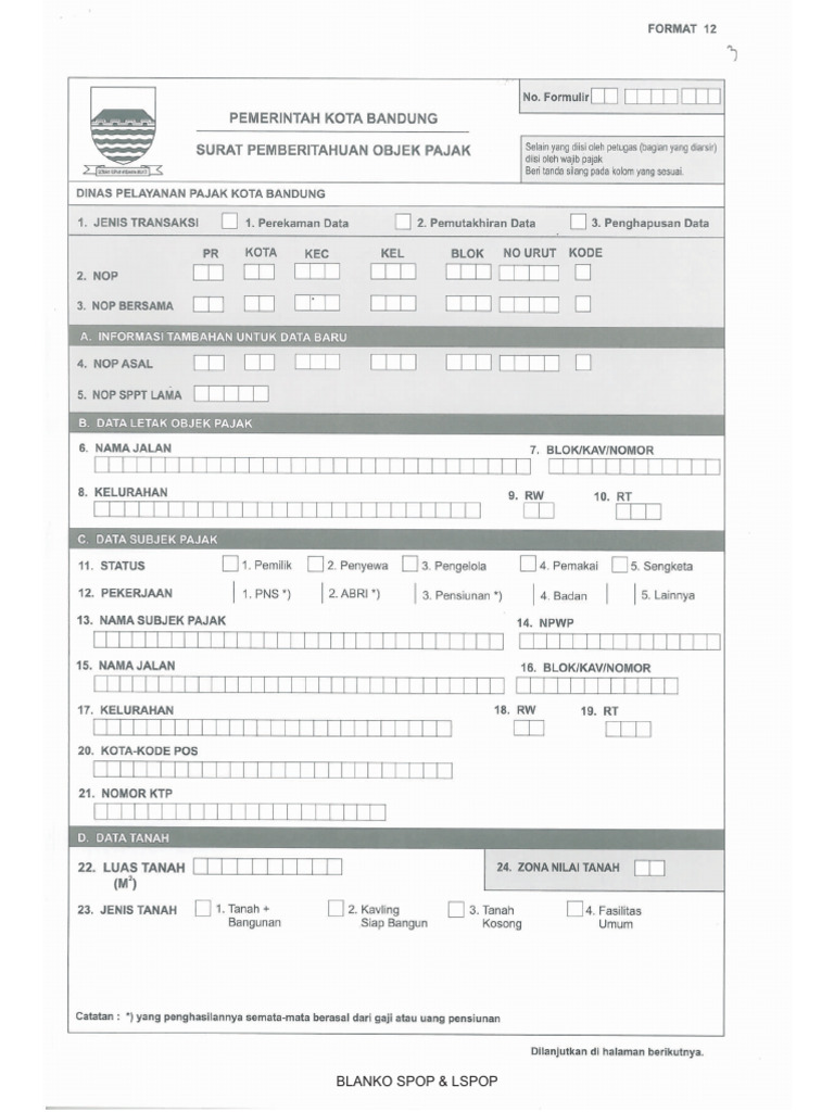 Blanko Spop & Lspop Bandung | PDF